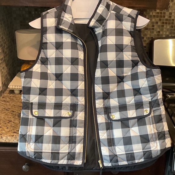 J. Crew | Jackets & Coats | J Crew Black And White Checkered Vest ...